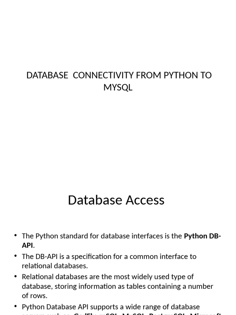 Database Connectivity Of Python With Mysql Pdf My Sql Databases