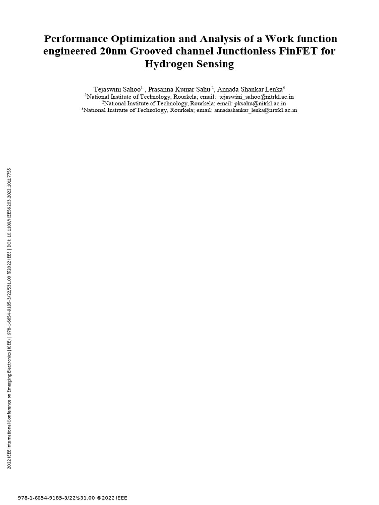 Performance Optimization and Analysis of a Work Function Engineered 20nm Grooved Channel ...