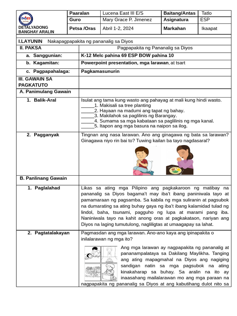 ESP DLP Q4 Week 1 | PDF