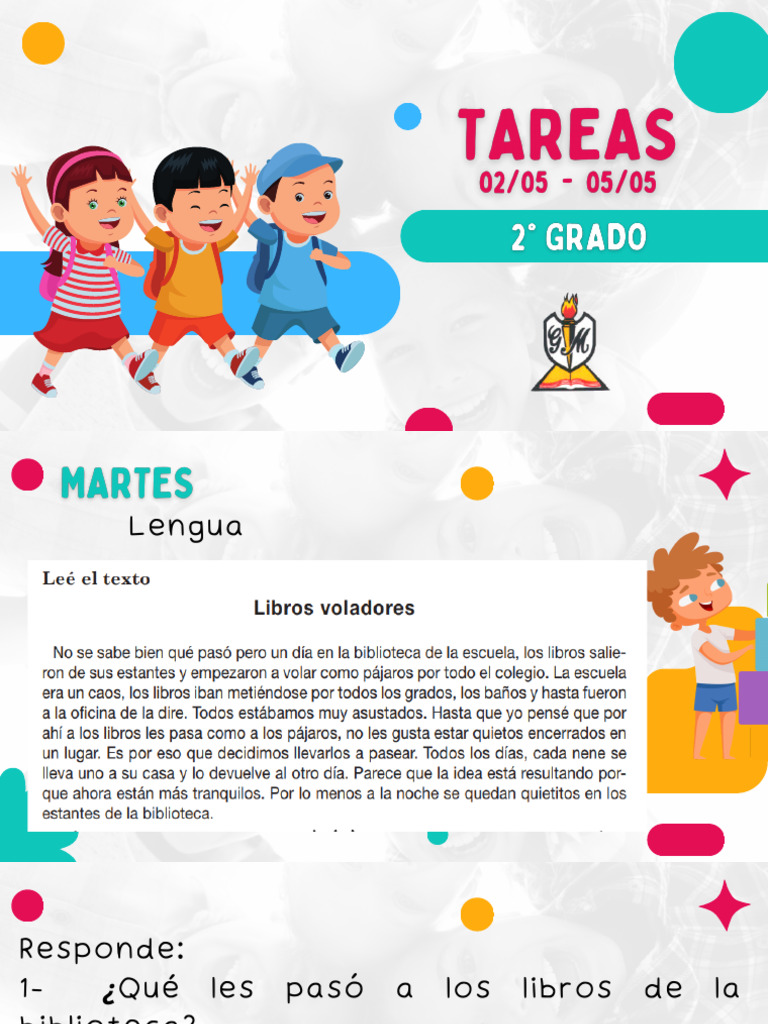 Tareas 2° Grado - Primer Semana de Mayo | PDF