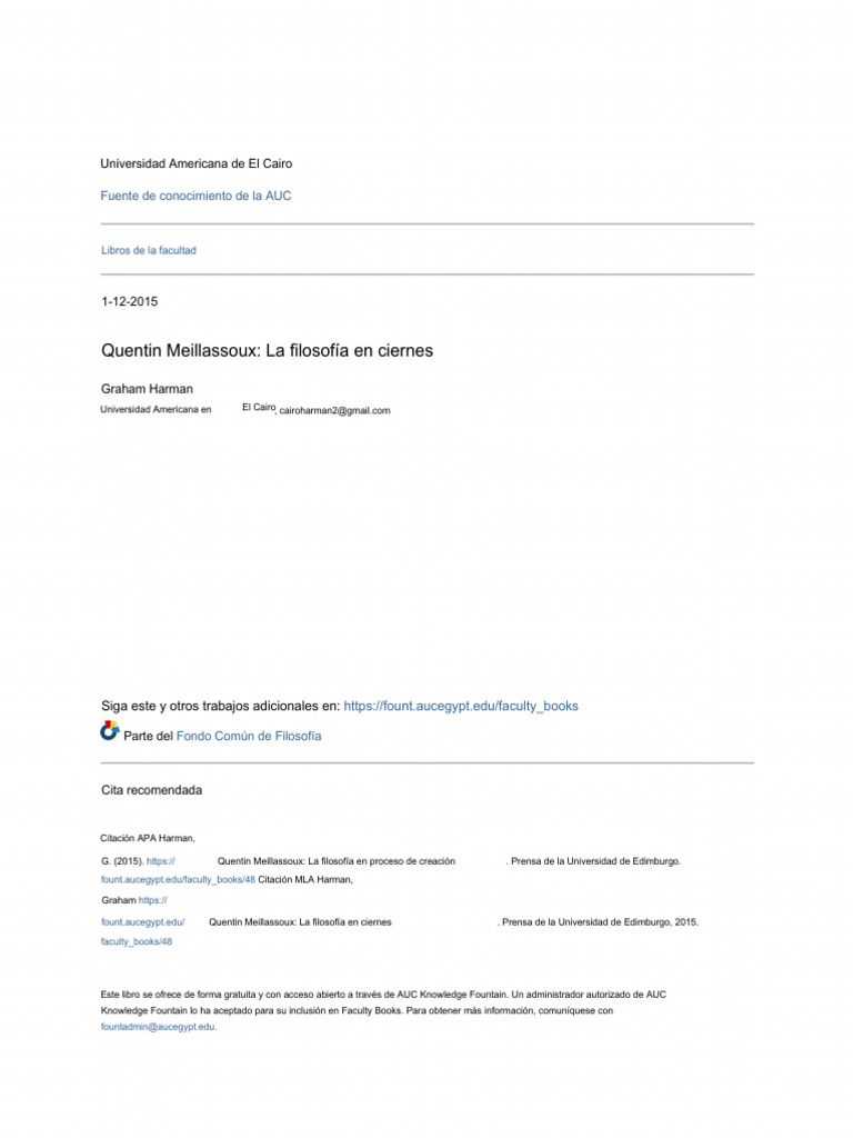 Quentin Meillassoux - Philosophy in The Making | PDF | Immanuel Kant ...