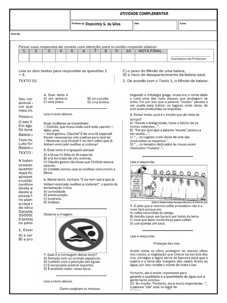 Atividade Complementar Folha | PDF
