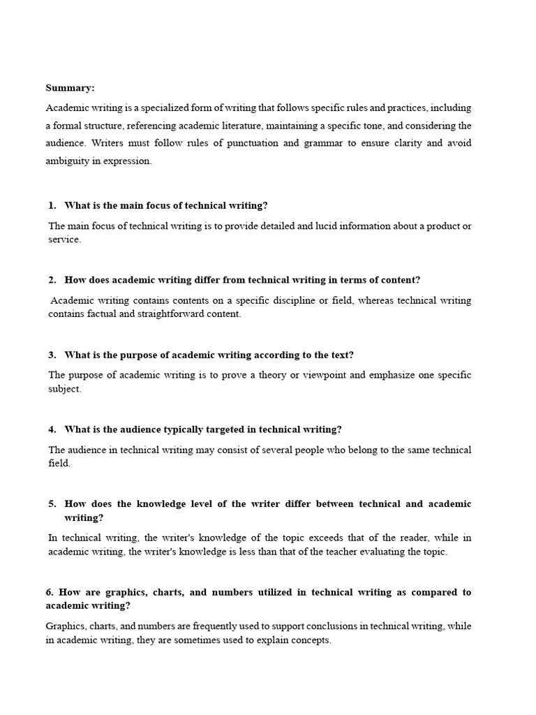 Differences Between Academic and Technical Writing | PDF