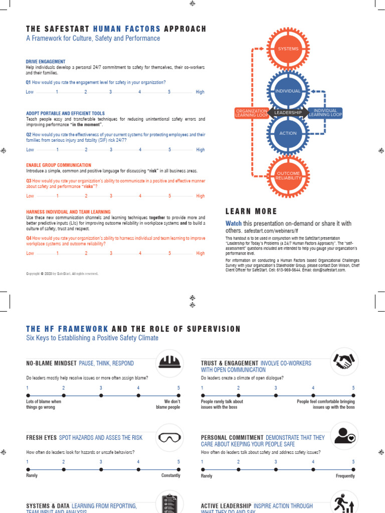 Human Factors: The Safestart Approach | PDF | Safety | Leadership
