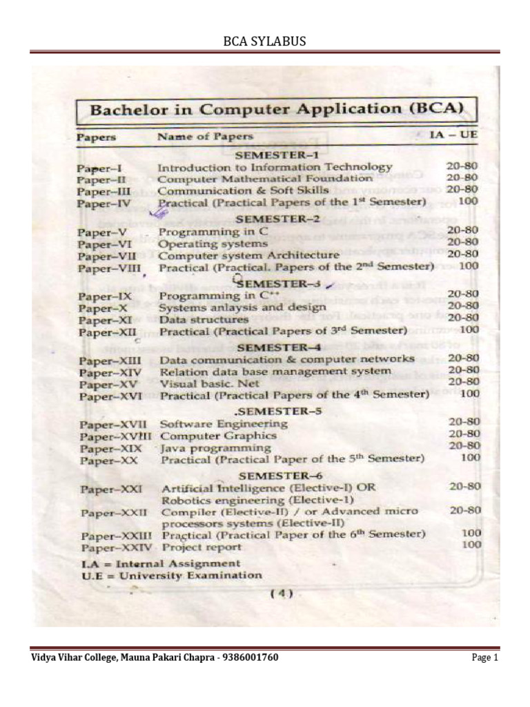 BCA Syllabus | PDF