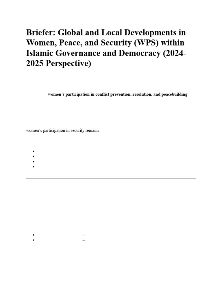WPS Briefer 1 | PDF | Peacebuilding | Governance
