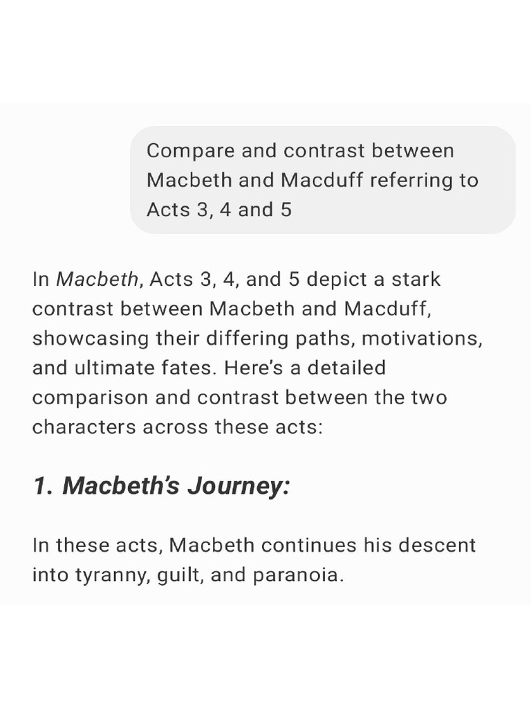 Macbeth and Macduff - Compare N Contrast | PDF