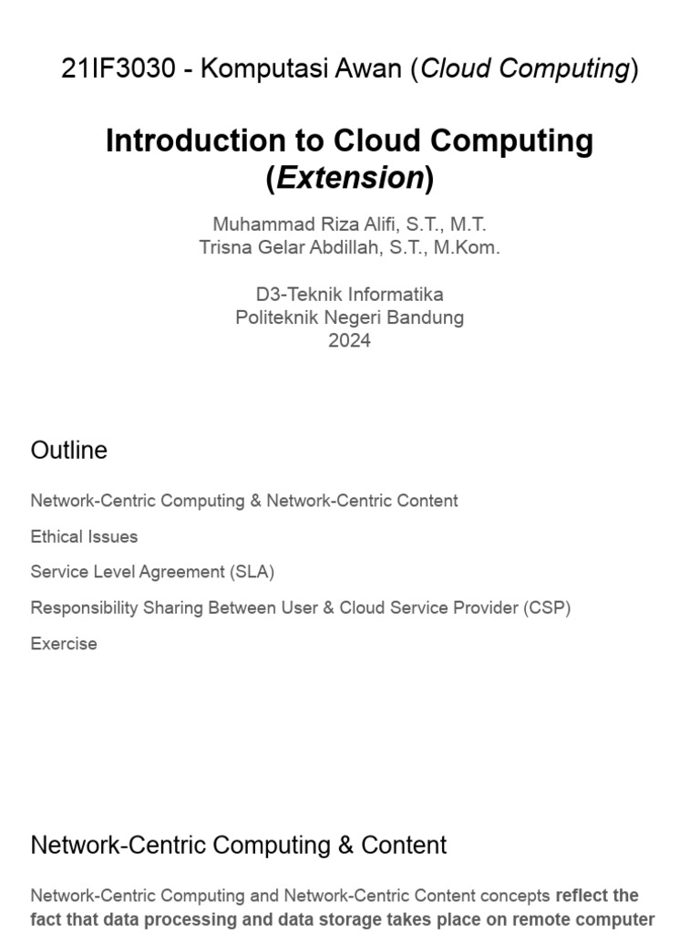 Cloud Computing for IT Students | PDF | Cloud Computing | Service Level Agreement
