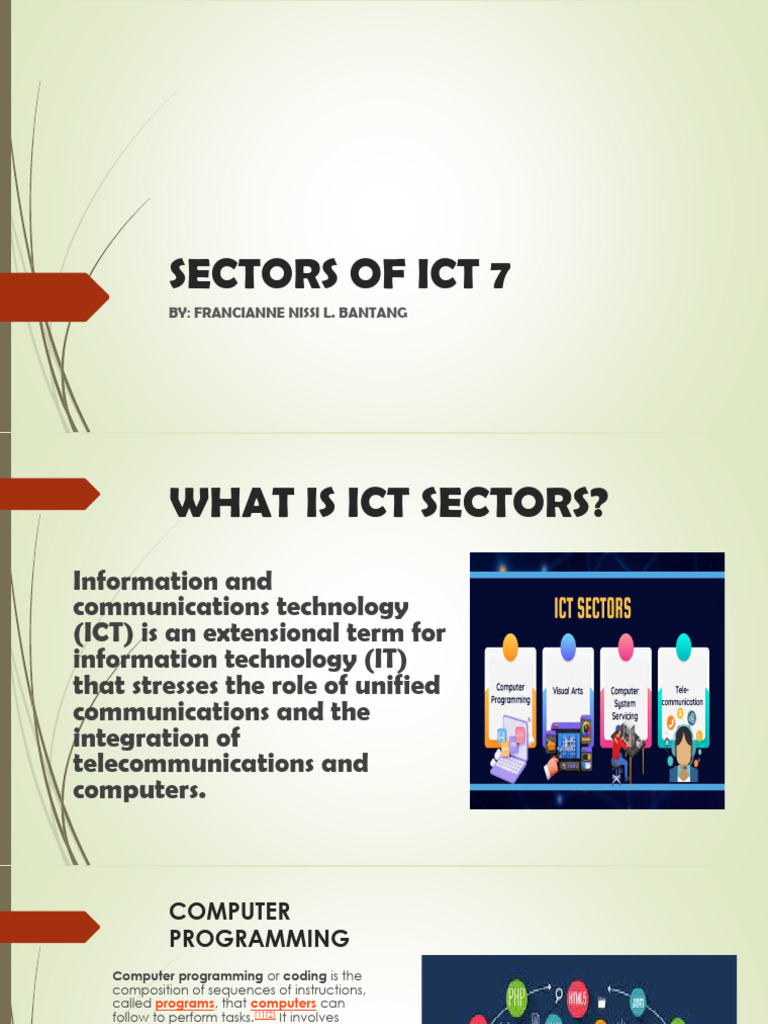 Sectors of Ict 7 - Bantang | PDF