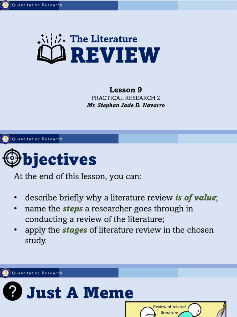 PR2 Lesson 09 The Literature Review | PDF | Literature Review | Quantitative Research