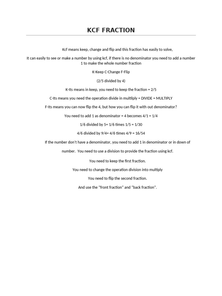 Understanding KCF in Fraction Division | PDF