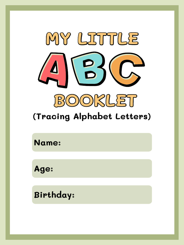 My Little ABC Tracing Booklet Worksheet in Green White Simple Style | PDF