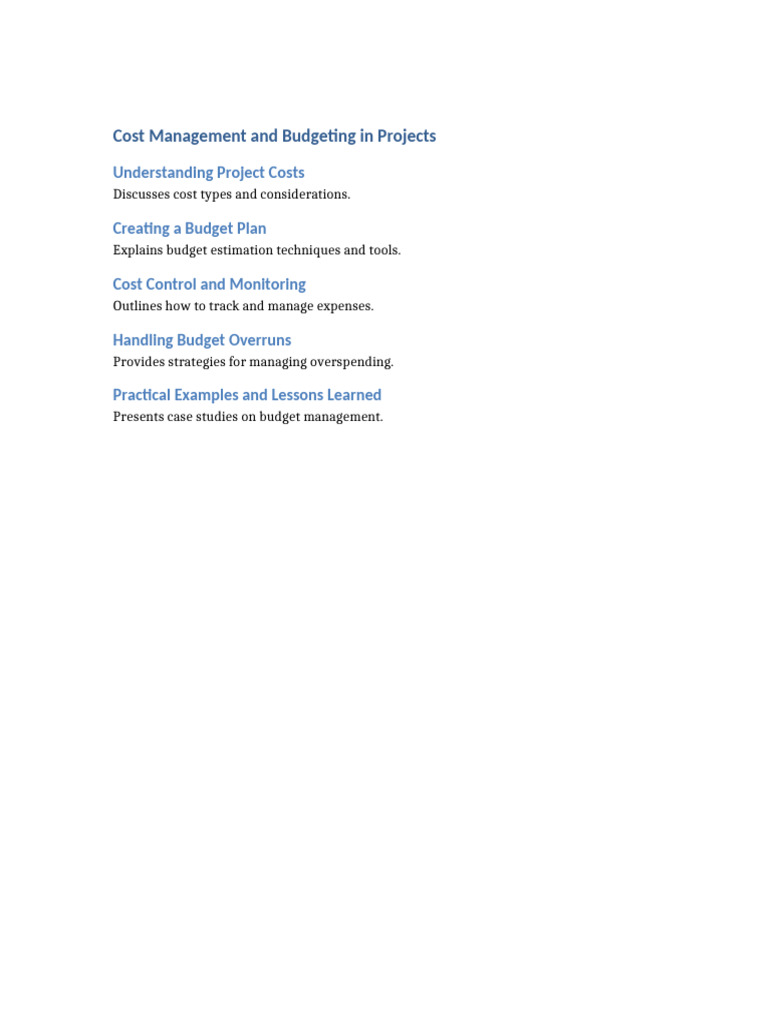 Project Cost Management Strategies | PDF