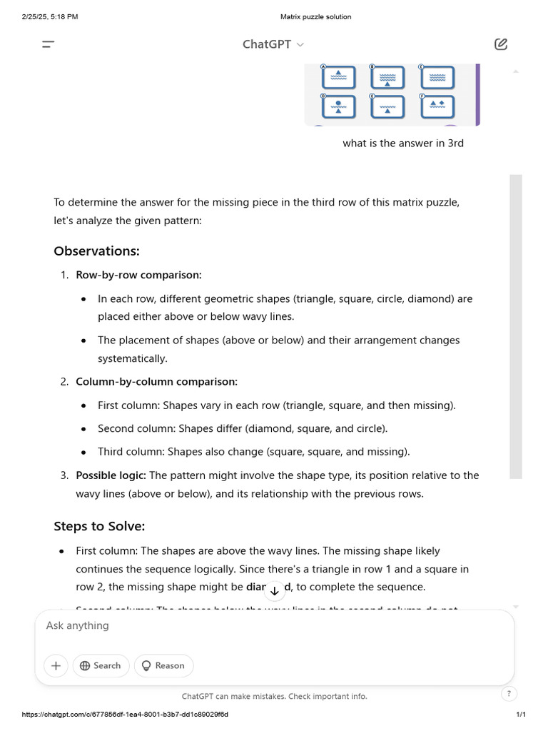 Matrix Puzzle Solution | PDF