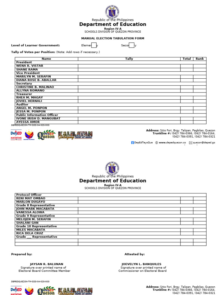 8.-Election-Tabulation-Form | PDF | Government