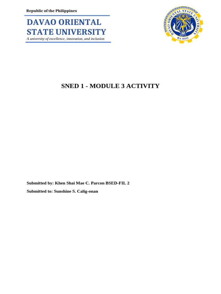 Sned 1 Module 3 Activity | PDF | Speech | Communication