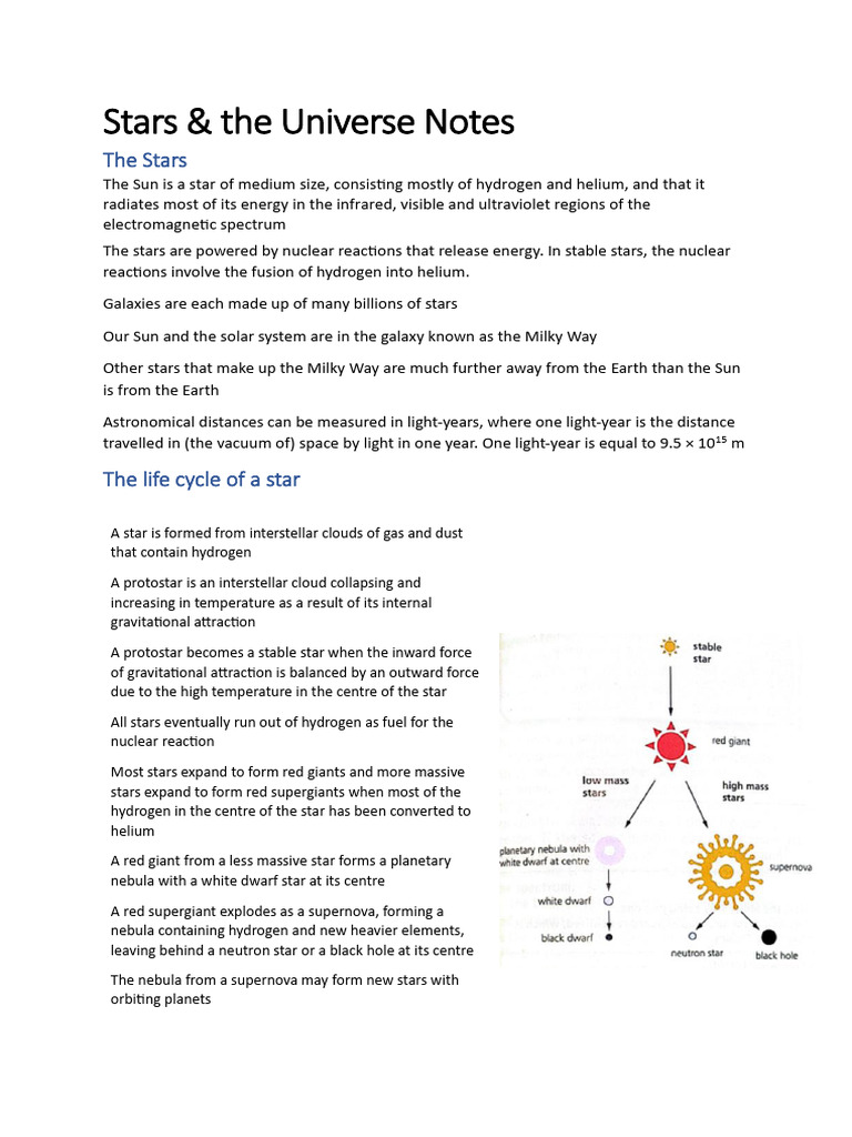 IGCSE Physics - Stars & The Universe | PDF | Stars | Galaxy