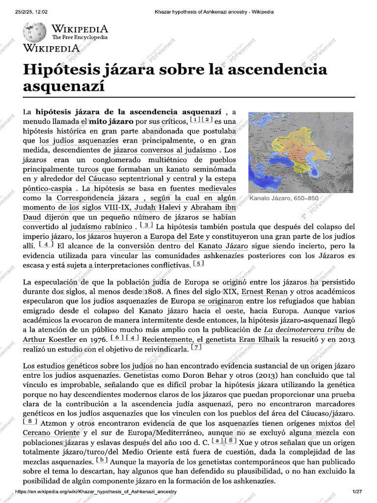 Khazar Hypothesis of Ashkenazi Ancestry - Wikipedia | PDF | Jewish ...