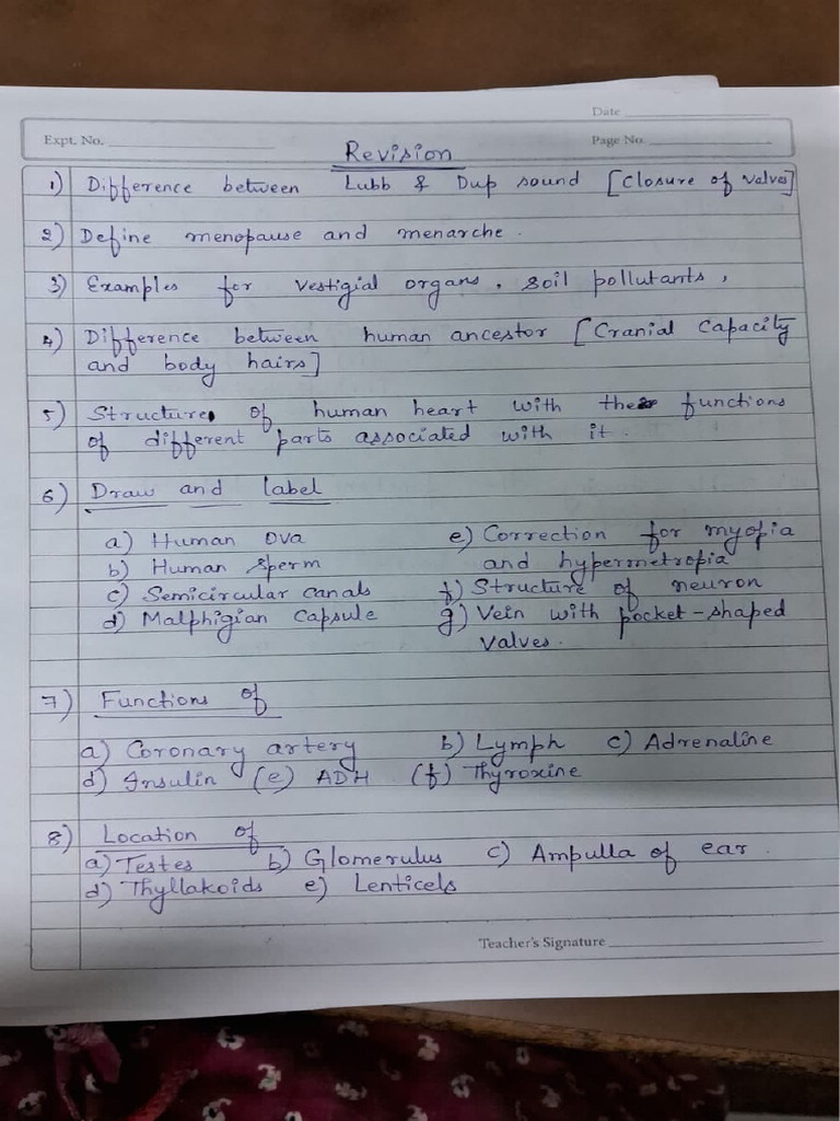 Bio Revision Questions | PDF