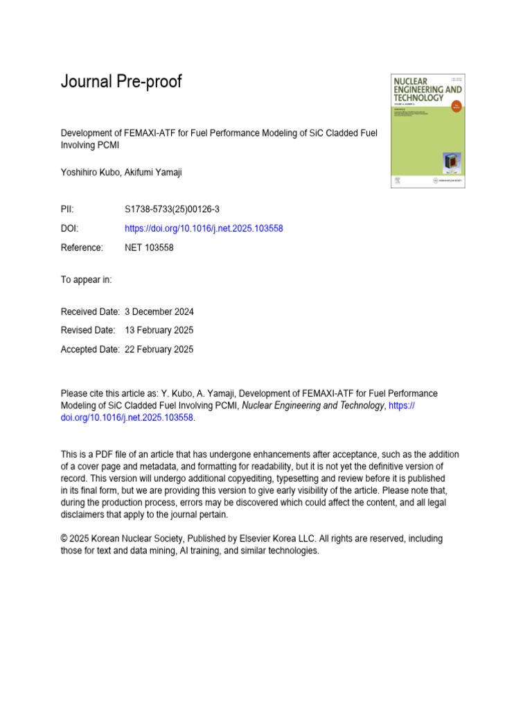Development of FEMAXI ATF For Fuel Performance Mode - 2025 - Nuclear ...