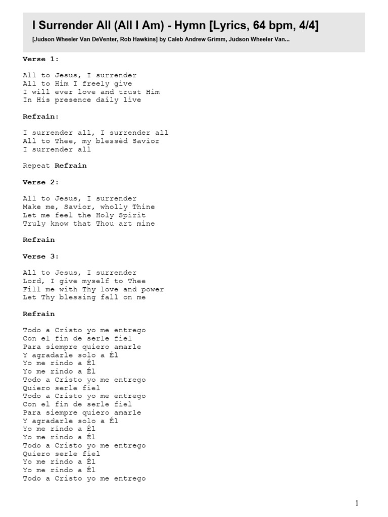 Himno "I Surrender All" Letra | PDF