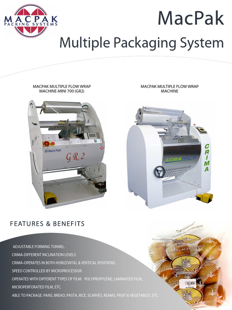 MacPak Mini 700 Flow Wrap Machine | PDF | Manufactured Goods | Electric ...