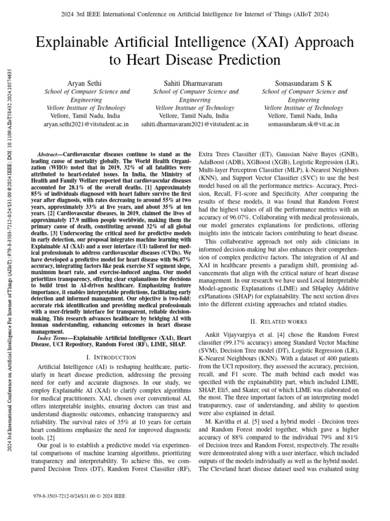 Explainable Artificial Intelligence Xai Approach To Heart Disease