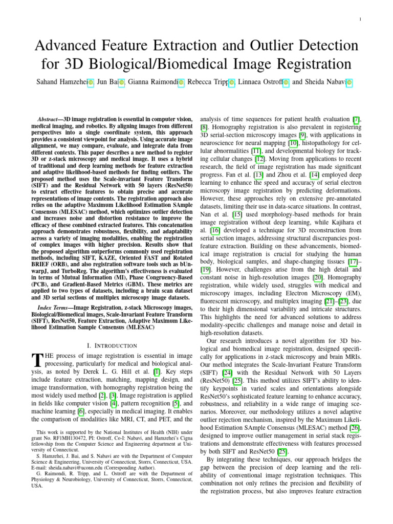 Advanced Feature Extraction And Outlier Detection For 3d Biological Biomedical Image