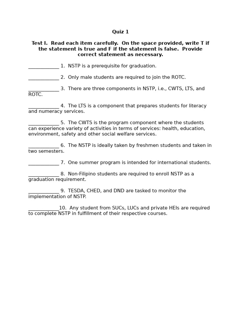Quiz For Modules 1 and 2 | PDF