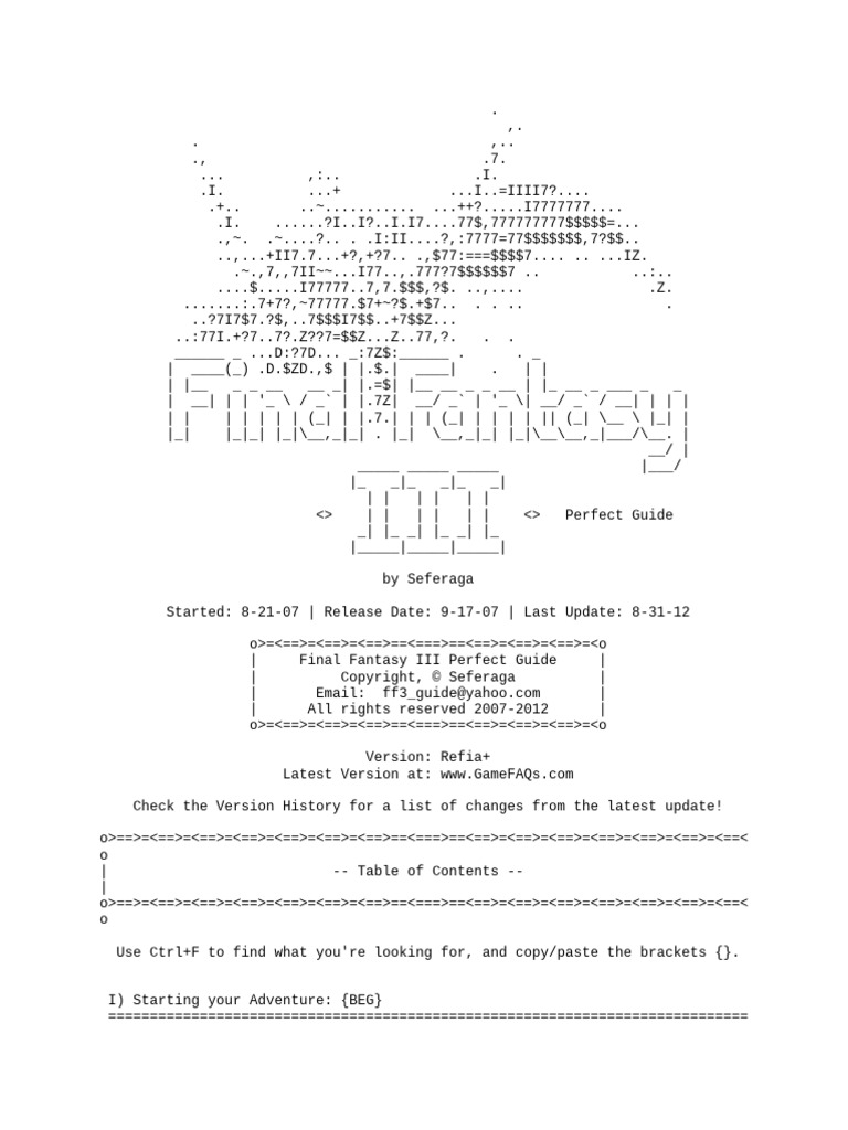 Final Fantasy 3 Walkthroughs | PDF | Gaming | Handbooks And Manuals