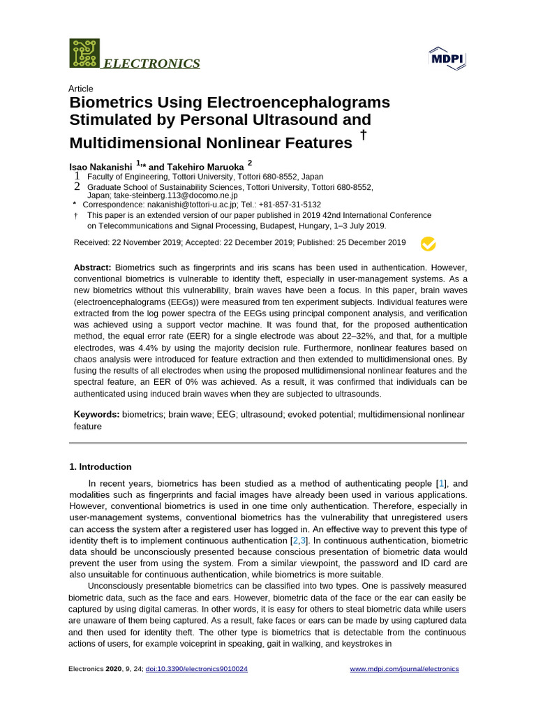 EEG-Based Biometrics with Ultrasound | PDF | Sound | Biometrics