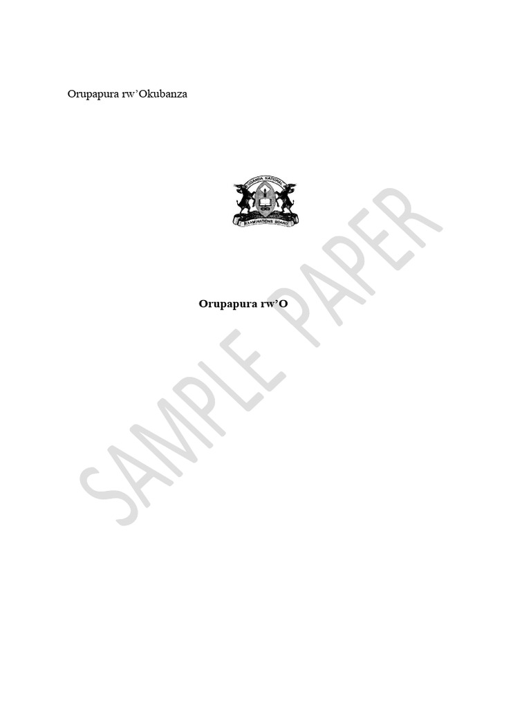 UNEB Runyoro-Rutooro Sample Papers 2024 | PDF