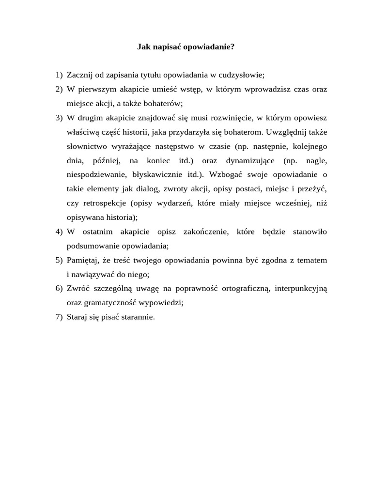 Jak Napisać Opowiadanie | PDF