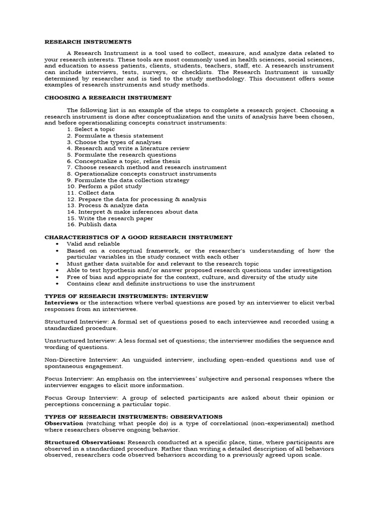 WHAT-IS-RESEARCH-INSTRUMENTS | PDF | Focus Group | Methodology