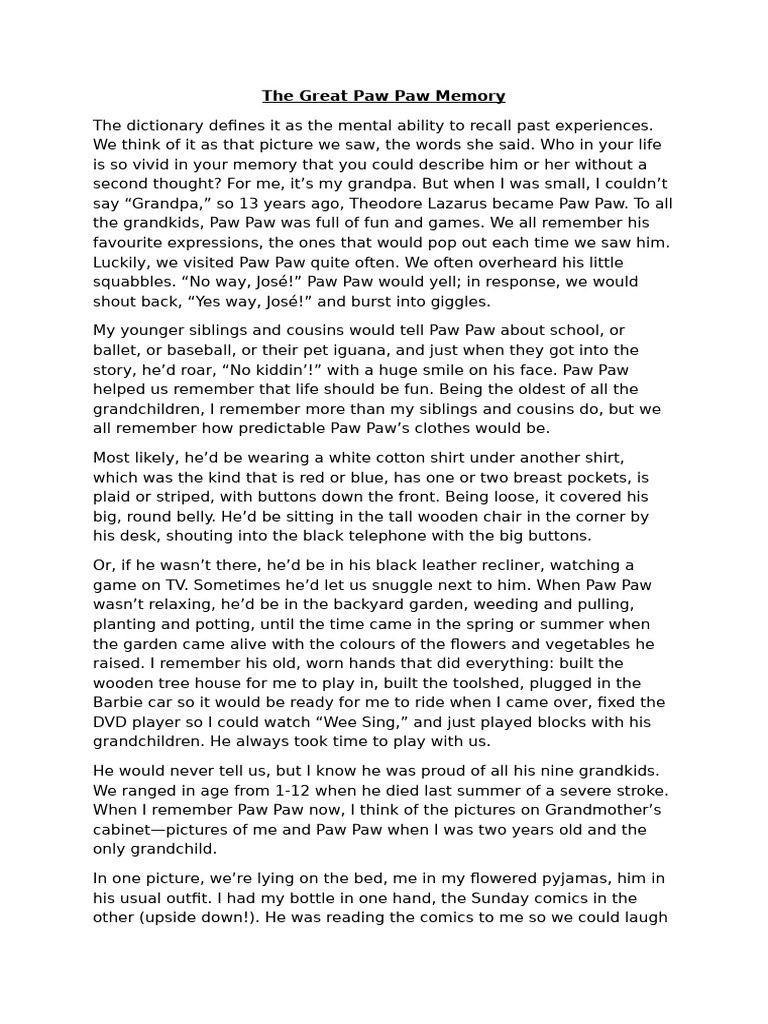 Narrative Writing Example | PDF | Clothing