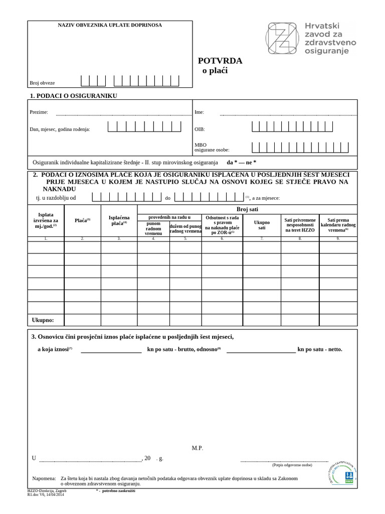 Potvrda o Placi | PDF