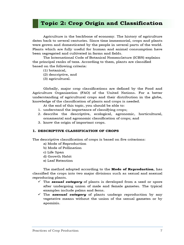 Practices of Crop Production Module | PDF | Soil | Staple Foods