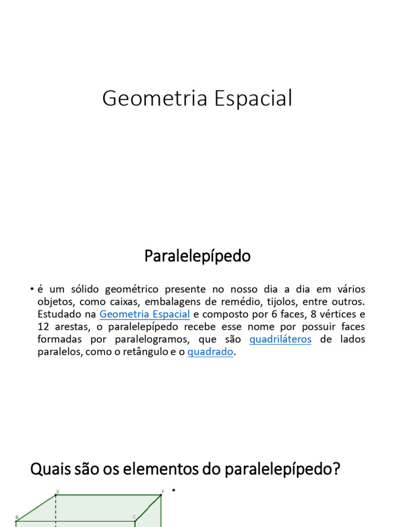 Paralelepípedo: Estrutura e Exercícios Práticos | PDF | Vértice ...