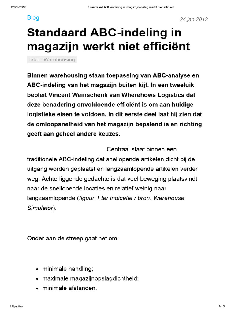 ABC - Deel1 - Standaard ABC-indeling in Magazijnopslag Werkt Niet ...