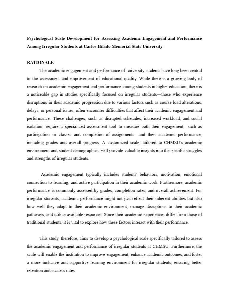 Scale for Assessing Irregular Student Engagement | PDF | Employee ...