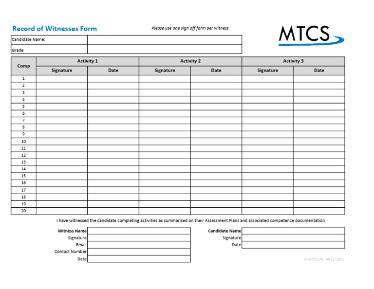 Record - of - Witness - Form Vass | PDF