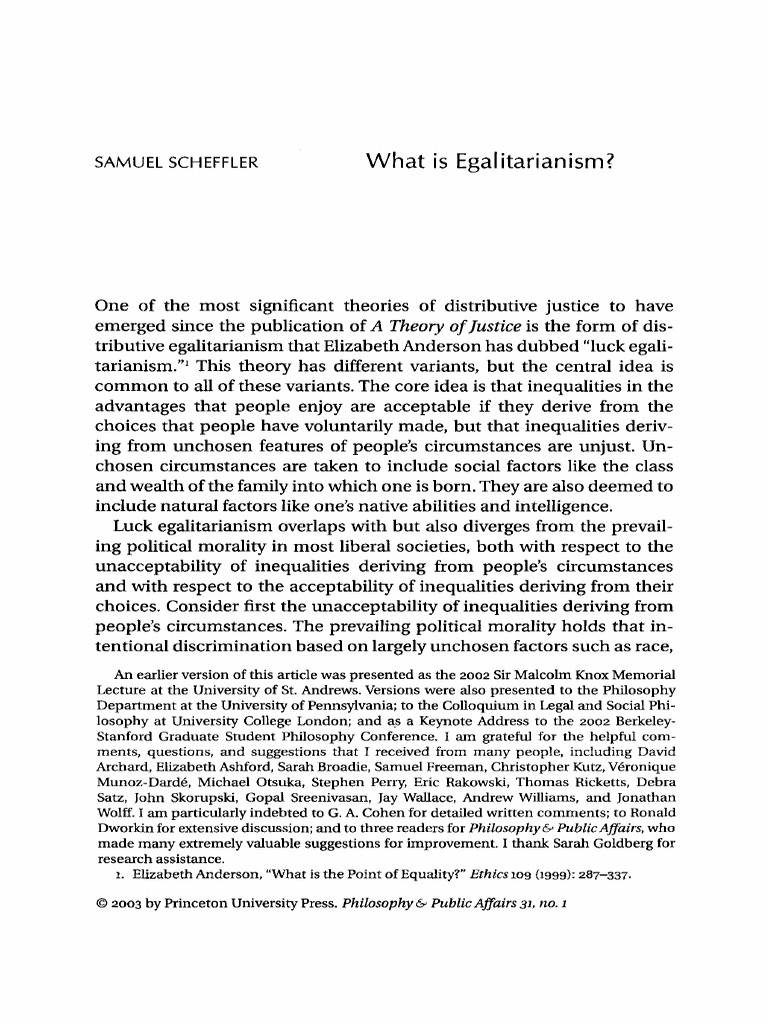 What Is Egalitarianism? | PDF | John Rawls | Utilitarianism