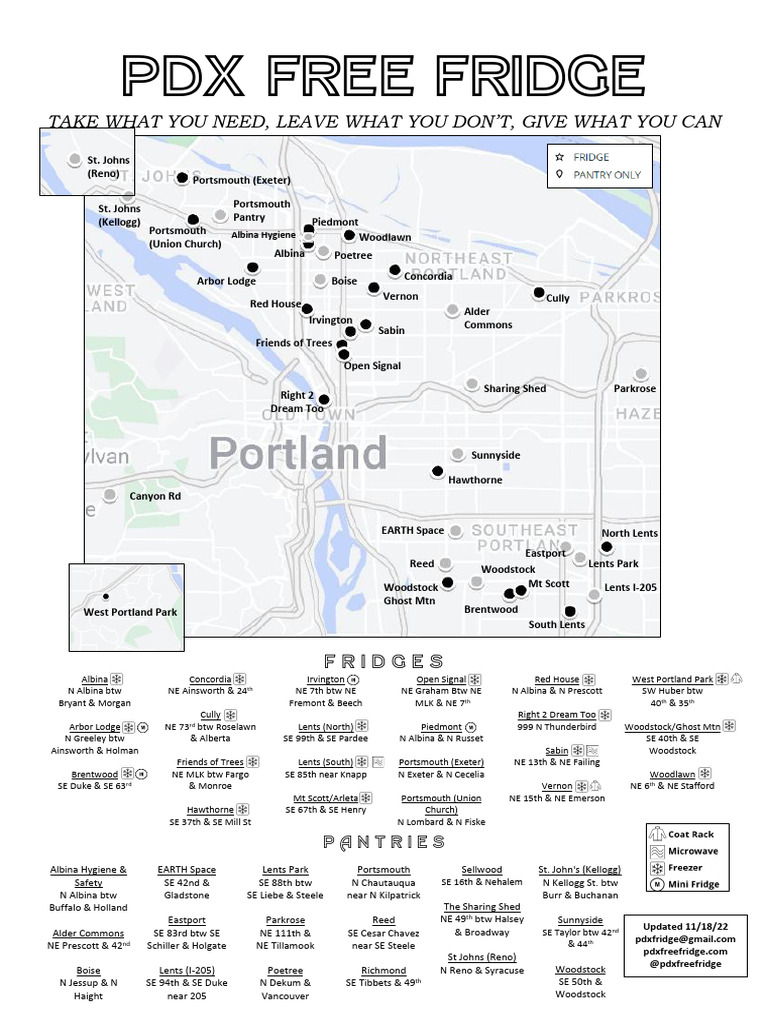 Portland Oregon Nov 2022 Citywide Fridge Map | PDF