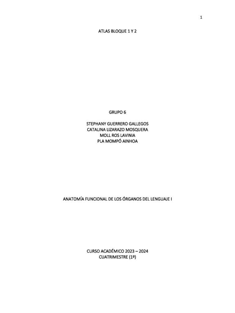 Atlas Bloque 1 y 2 | PDF | Biología | Biología del desarrollo
