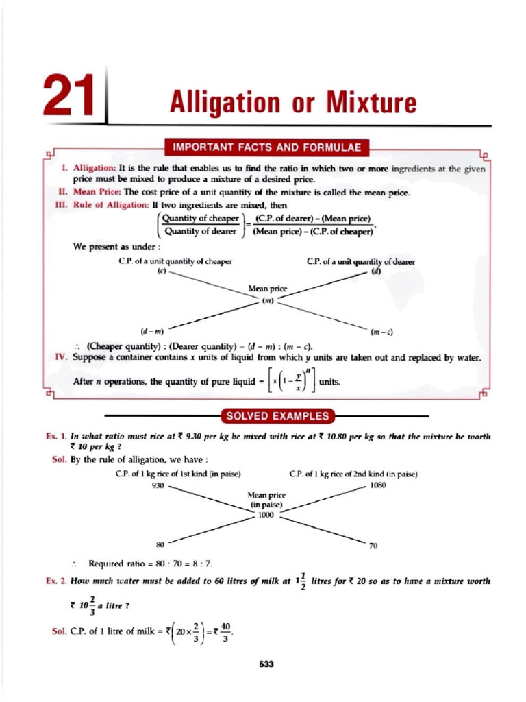 Mixtures and Alligations | PDF