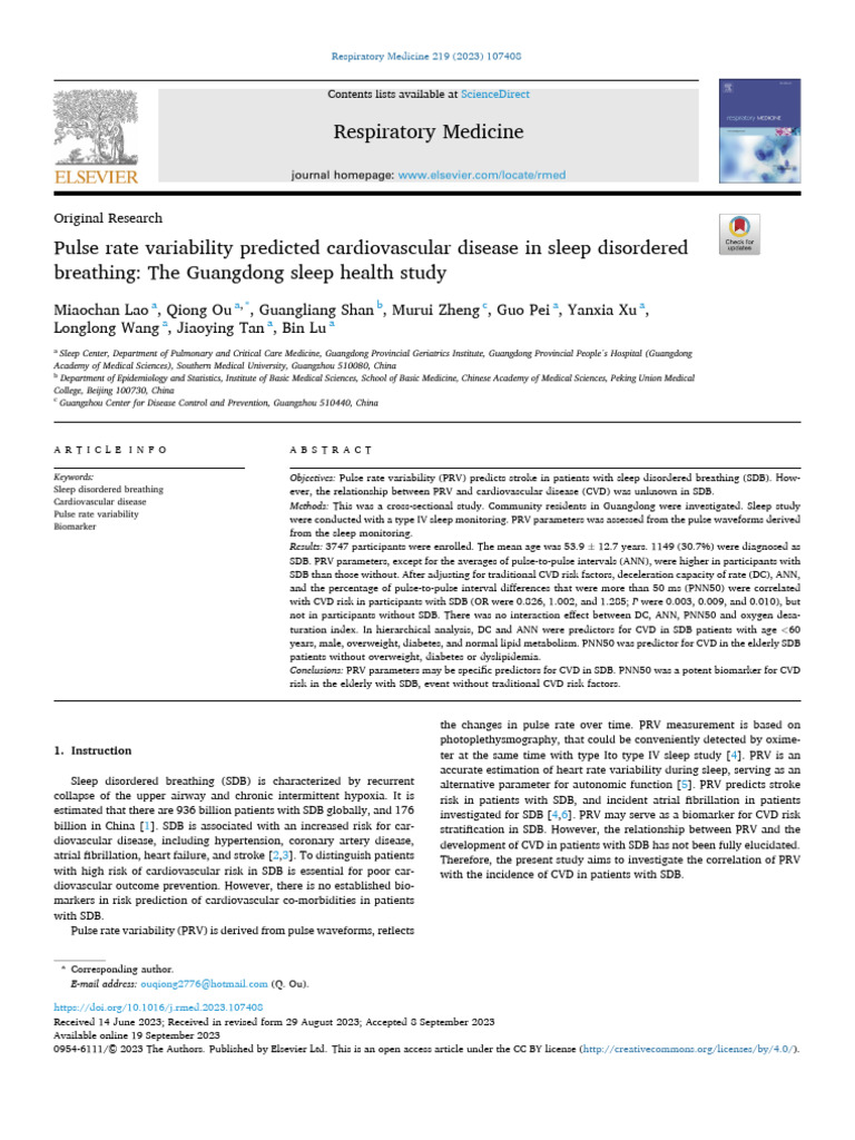 Pulse Rate Variability Predicted Cardiovascular Di | PDF ...