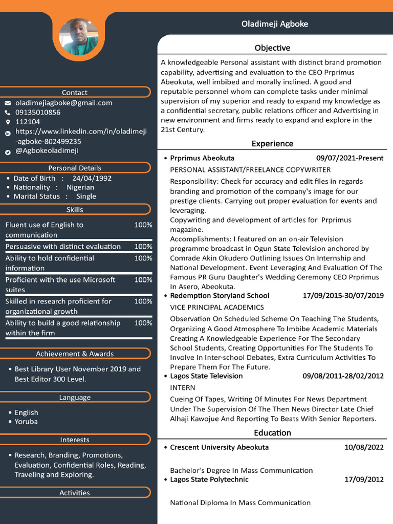 Oladimeji M. Agboke Resume | PDF