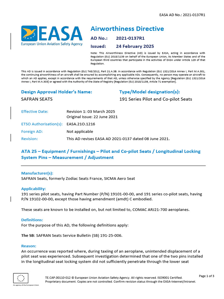 EASA_AD_2021-0137R1_1 | PDF | Aviation
