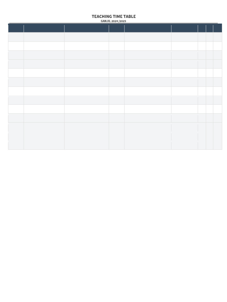 Teaching Time Table | PDF