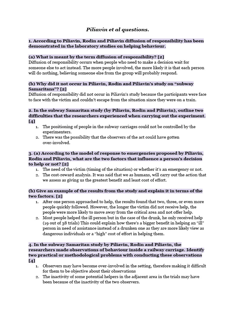 Subway Samaritan Study Insights | PDF | Experiment | Psychology